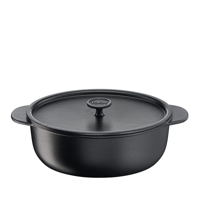 Tefal Tradition Cast Iron Shallow Pot With Lid Black