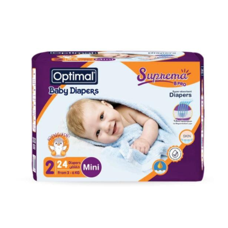 Optimal Baby Diaper (2) Mini (3-6Kg)-Giant Pack-192 Pcs | Mengotti Couture®